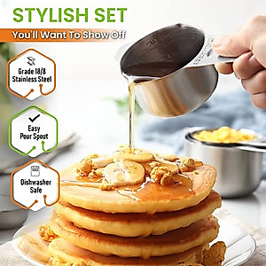 Spring Chef - Stainless Steel Measuring Cups, Kitchen Tools with Easy to Read Markings for Measuring Dry or Liquid Ingredients, Set of 7