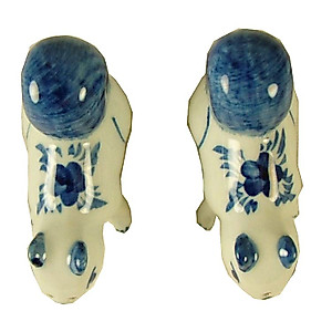 Porcelain Blue and White Squirrel Salt and Pepper Shaker