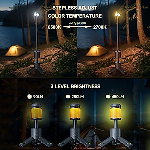 Camping Lantern Rechargeable - Multifunction LED Lantern Battery Powered 10000mAh- Portable Camping Lamp and Flashlight - Telescoping Camp Lights for Hiking,Camping,Emergency Lighting Black