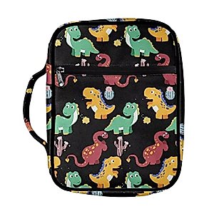 FKELYI Cartoon Color Dinosaur Bible Covers for Women Kids,Church Bag Bible Cover Carrier Carrying Organizer Bag Bible Tote Bag