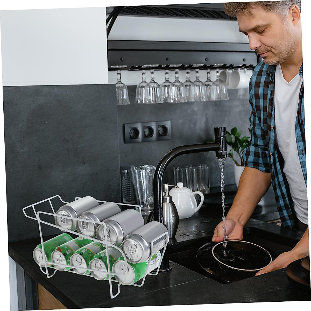 DOITOOL Refrigerator Organizer Bins Pop Soda Can Dispenser Beverage Holder for Fridge Freezer Kitchen Countertops Cabinets Metal Canned Food Pantry Storage Rack