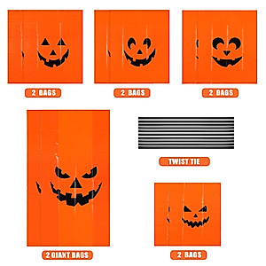 10Pcs Halloween Pumpkin Lawn Bags - Halloween Decorations Leaf Bags with 5 Designs, Halloween Party Favors Fall Halloween Trash Bags with Twist Ties for Yard Lawn Garden Halloween Decorations Outdoor