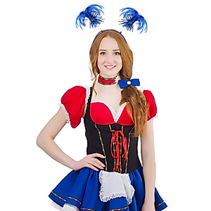 Sunshane 2 Pack Blue Ponytail Headband Feathers Head Bopper Party Accessory for Costume Party School Festivals