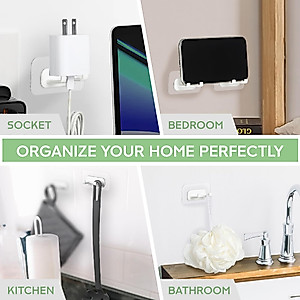 Hook LAB Self Adhesive Shower Razor Holder 2 Pack - Removable & Reusable Waterproof Hooks for Shower Wall | Suits Towels, Bath Accessories, Decoratives & More in Kitchen Bathroom (White)