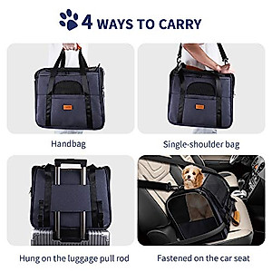 Pueikai Cat Carrier (Airline Approved) Dog Carriers for Small Dogs Breathable Mesh Pet Carrier with Adjustable Shoulder Strap and Pet Bowl, Pet Travel Carrier, Pet Cage with Locking Safety Zippers