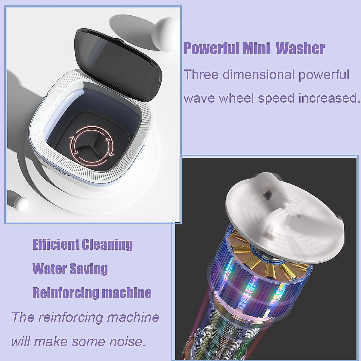 WesGen Portable Washing Machine,Foldable Touch Screen Mini Washing Machine,Small Washing Machine for Underwear,Baby Clothes or Small Items,for Apartments,Camping,(7.5 Liters),Purple (WE322)