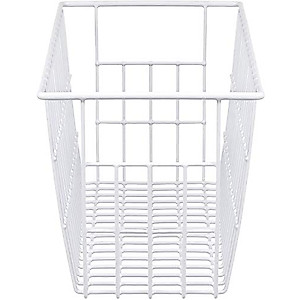 iPEGTOP Freezer Baskets, Set of 4 Farmhouse Metal Wire Basket Freezer Storage Wire Baskets Organizer Wire Storage Basket for Kitchen Pantry Organizer Bins (White)