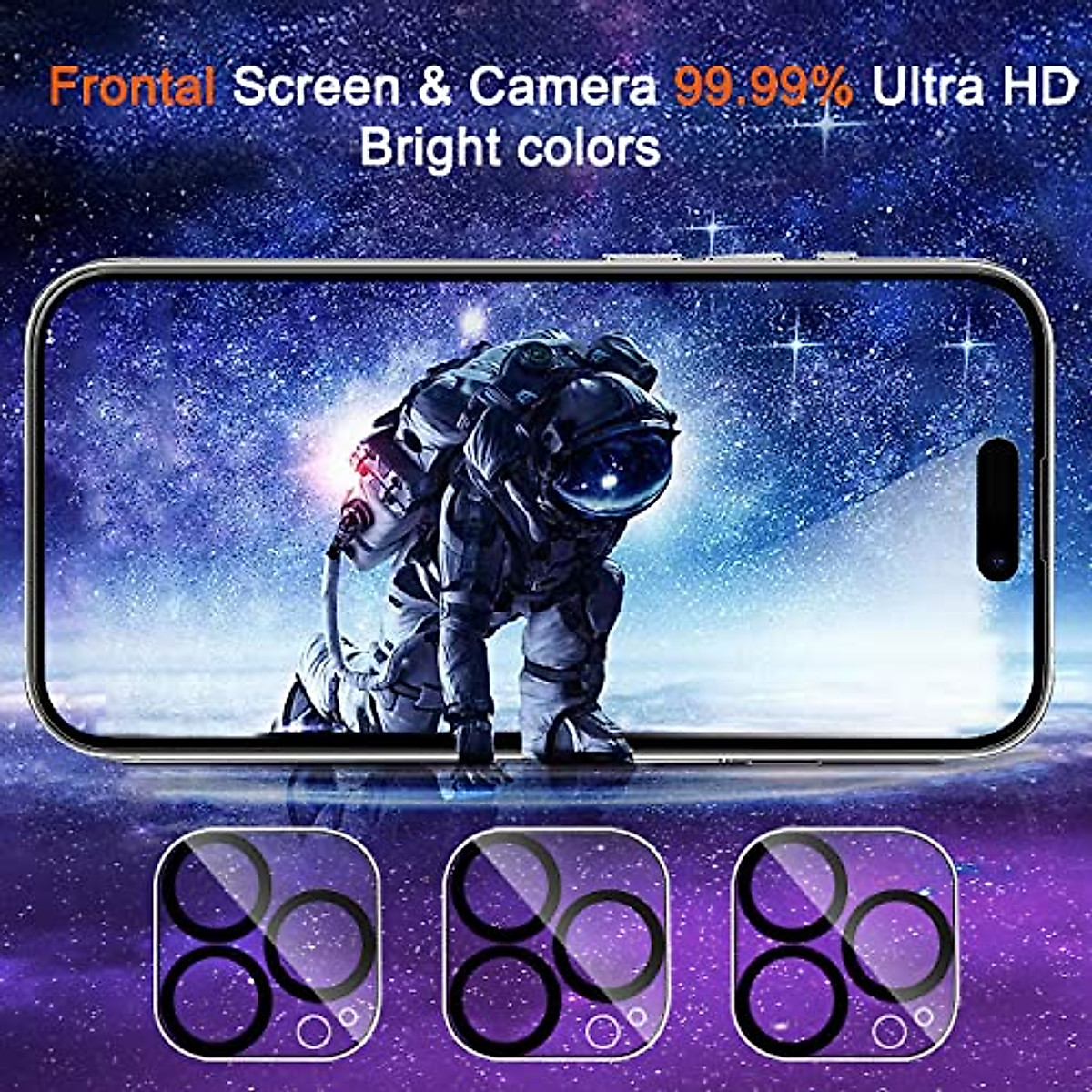 Ferilinso 3 Pack for Apple iPhone 14 Pro Privacy Screen Protector Tempered Glass Accessories 9H Anti Spy Privacy Screen for iPhone 14 Pro 3 Pack Camera Lens Protector Case Friendly