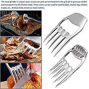Stainless Steel Meat Claws Shredding & Heavy Duty Meat Shredder Tool - Meat Shredder Claws BBQ Tool for Shredding Meat, for Shredding Pulled Pork, Chicken, Beef, Turkey (Silver)