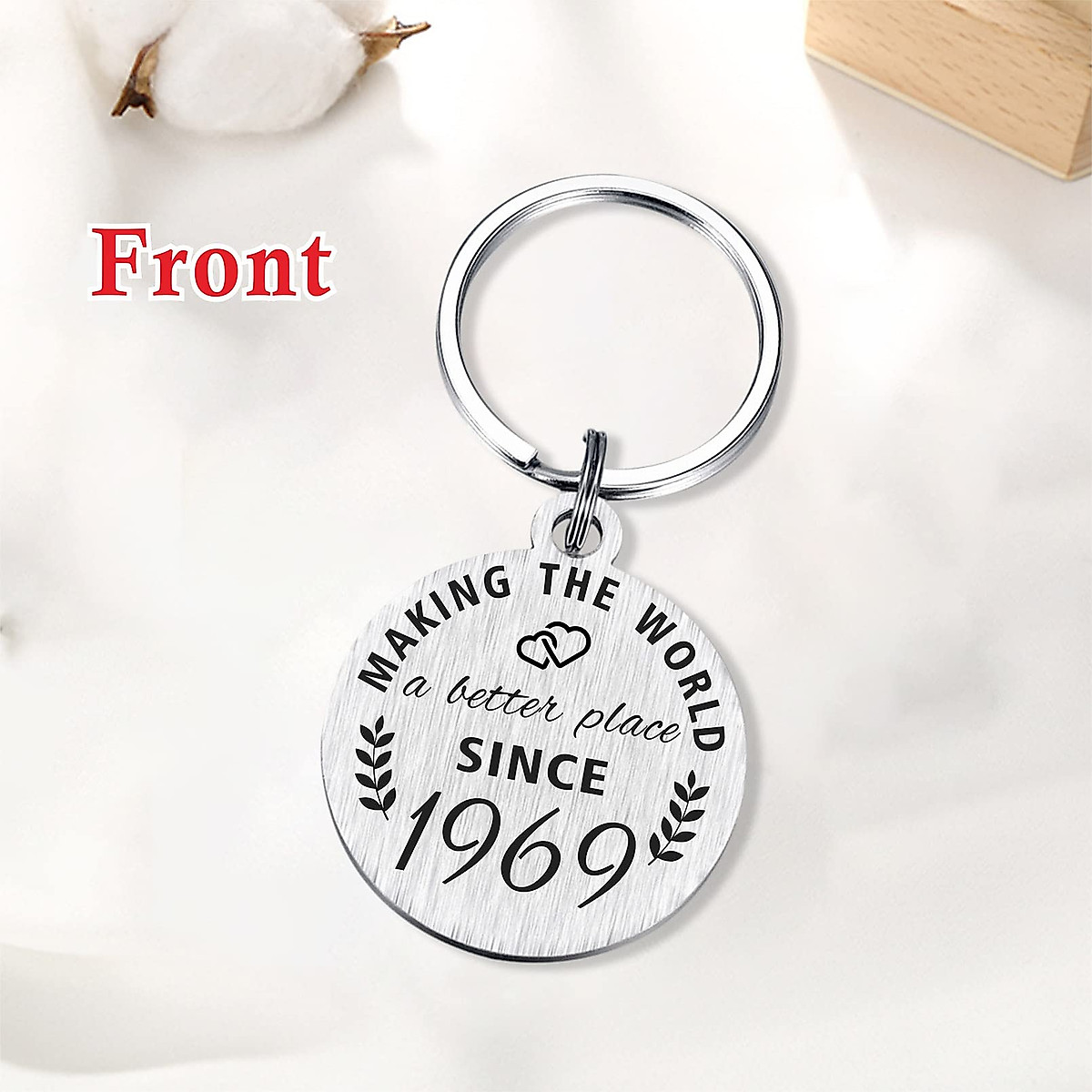 ABNTY 55th Birthday Gifts for Women Men, 55 Year Old Birthday Keychain, Born in 1969 Gifts, 1969 Birthday Decorations