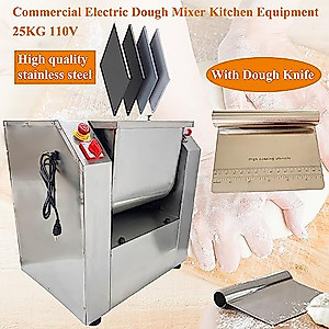 HQHAOTWU Dough Mixer Electric Food Mixer Commercial Dough Blender Machine Stainless Steel Dough Mixing Machine With Kneading Capacity of 55lbs Flour Mixing Machine 110V with Dough Knife