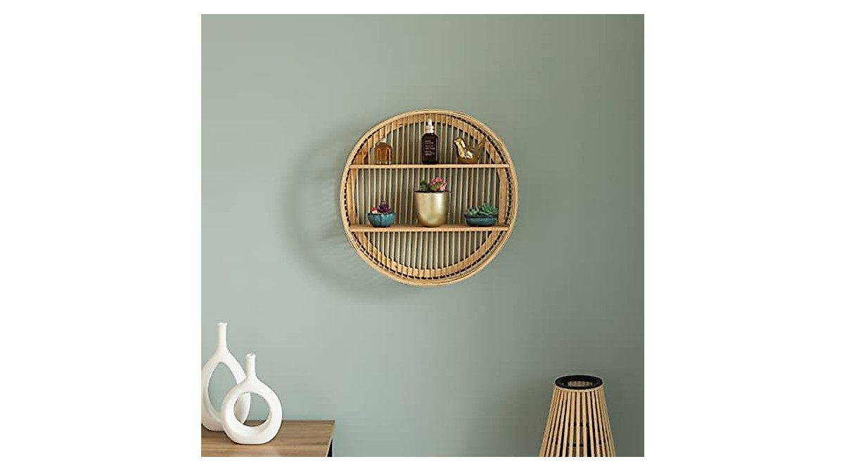 Vintiquewise Rattan Round Display Shelf - Decorate Your Home