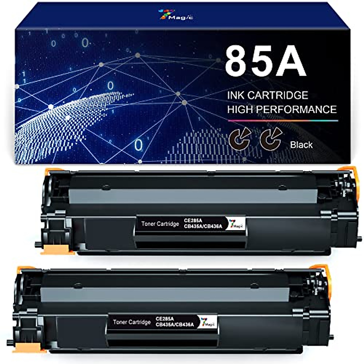 7Magic Compatible Toner Cartridge Replacement for HP 85A CE285A for Laserjet P1102W 1102W P1109W M1212NF MFP P1005 P1006 Printers Ink (Black，2 Pack)