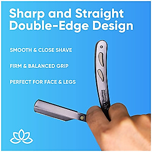 Equinox Professional Straight Edge Razor with 100 Single Derby Straight Razor Blades and Professional Hair Cutting Scissors