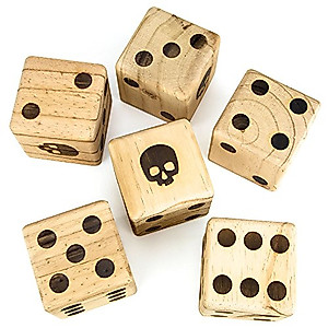 Lawn Bones - Set of Six Jumbo Yard Dice - Includes Carry Bag and Insert with Rules for Various Games - Great for Family BBQs, Backyard Parties, and Other Outdoor Gatherings