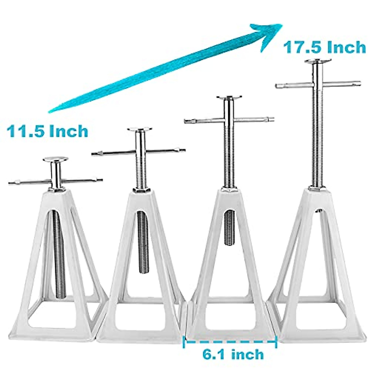 YOMILINK Aluminum RV Stabilizer Jacks 4 Pack with Additional Screw Nuts, Screw Jack Stands, Stabilize and Level RV Trailer Camper, Adjustable Height 11.5 to 17.5 Inch, Single Jack Withstand 6000 Lbs