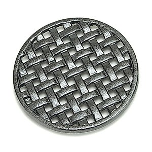 Minuteman International Round Lattice woodstove Tabletop cast Iron Trivet, Black