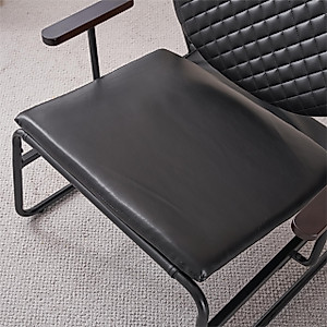 Tiophome Accent Metal Frame, PU Leather Upholstered Comfy Oval Back with Lattic, Side Leisure Lounge Arm Chairs Armchairs for Living Room, Bedroom, Black, Extra Large