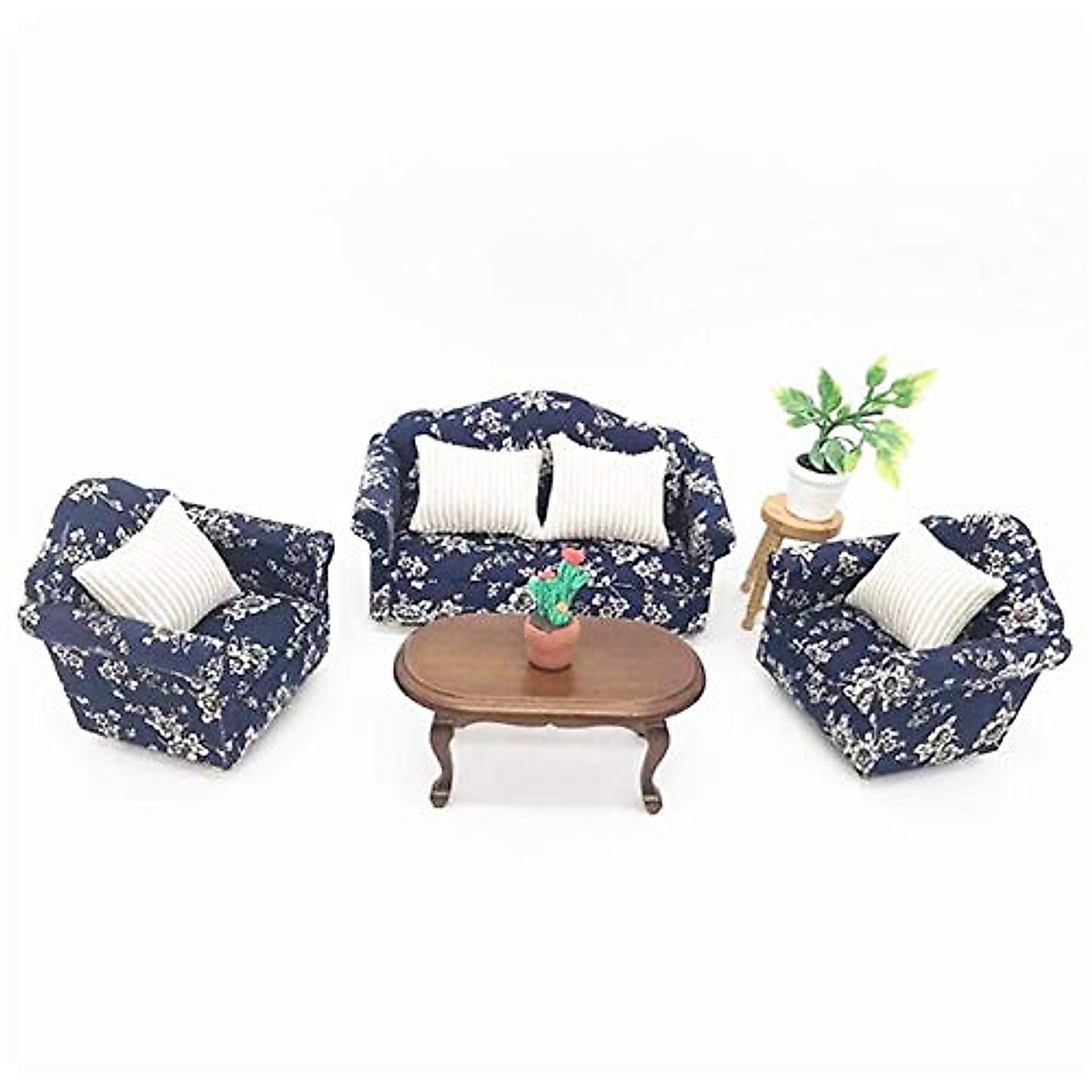 EatingBiting 1:12 Dollhouse Miniature Furniture Sofa 1 Double Sofa + 2 Single Sofa 3Pcs Set Living Room 1:12 Dollhouse Miniature Furniture Single Sofa Chair