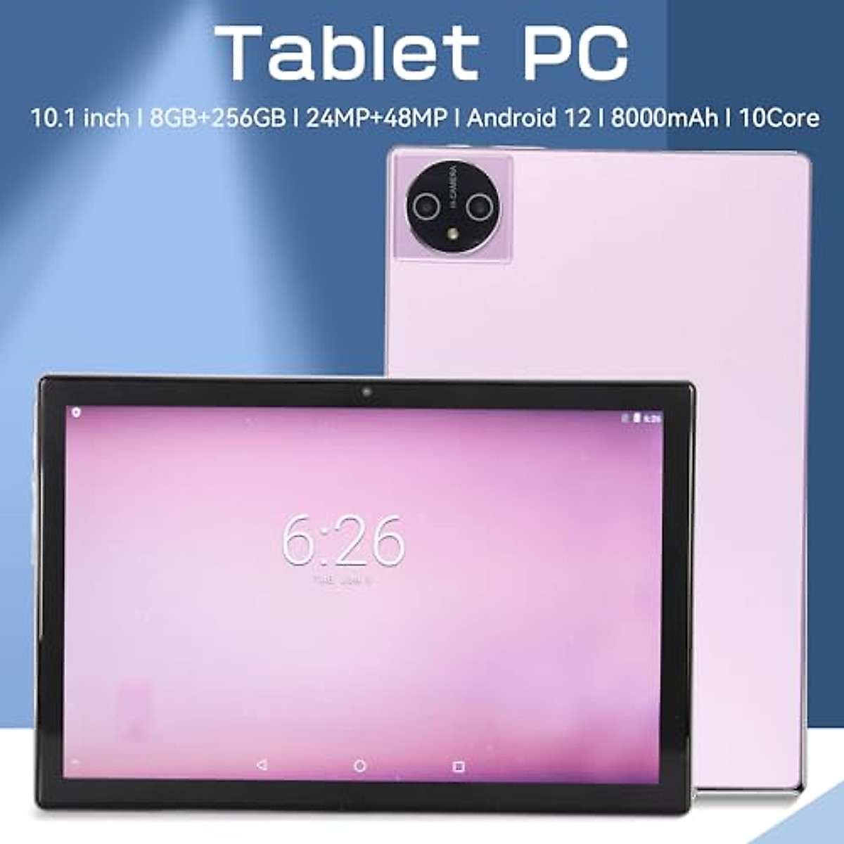 Honio 10.1 Inch Tablet Dual Camera Support 4G 5G Network WiFi 100-240V FHD Tablet 8GB RAM 256GB ROM for Learning (US Plug)