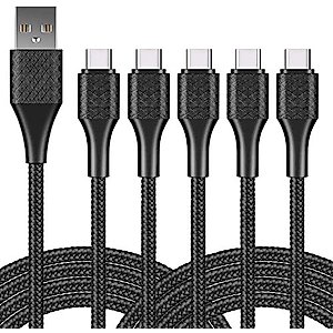 Long USB Type C Charger Cable Fast Charging 6FT, 5Pack Android USB-A to USB-C Fast Phone Charging Cord for Samsung Galaxy S20 S10 S10E S9 S8 Plus Note 10 9 8,Z Flip,LG V50 V40 V30 V20