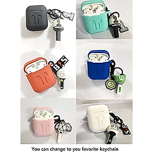 BT-S Airpods Case with Kpop Bangtan Boys Army Bomb Keychain, Protective Premium Silicone Cover Compatible with Apple Airpods (Black)