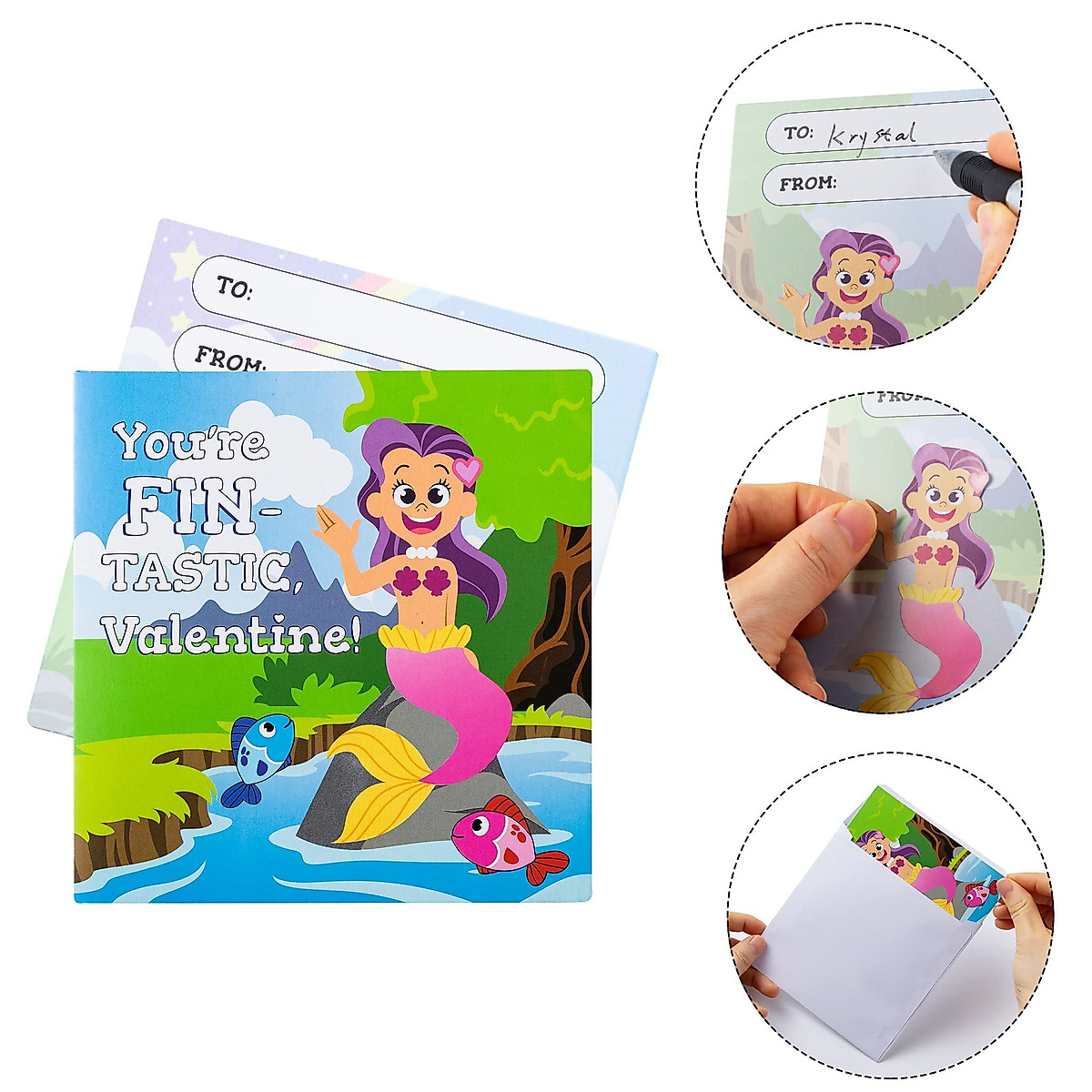 JOYIN 28 Packs Valentines Cards With Stickers (Unicorn, Dragon, Llama, Mermaid) for Kids Party Favor, Classroom Exchange Cards,Anniversary and Birthday,Gift Cards, Greeting Cards,Arts & Craft