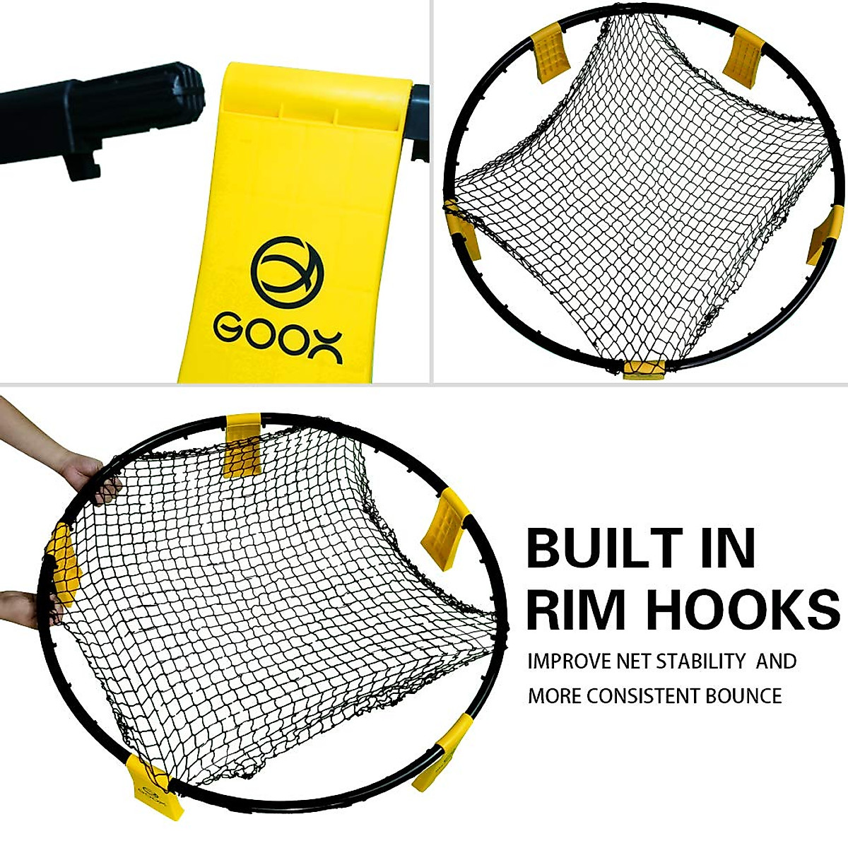 GOOX Outdoor Beach Ball Games with Carrying Bag, 3 Balls, Net and Strip Light (ONLY for Light Up Set)- Played Outdoors, Indoors, Beach, Lawn, Yard and Park