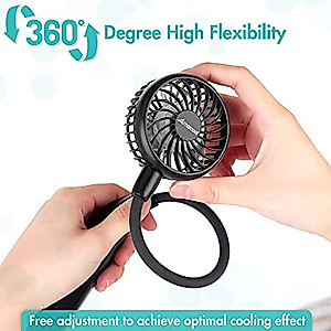AMACOOL Neck Fan Battery Operated Neckband Fan Hand-Free Wearable Personal Fan for Hot Flashes Home Office Travel Outdoor Sports (Black)