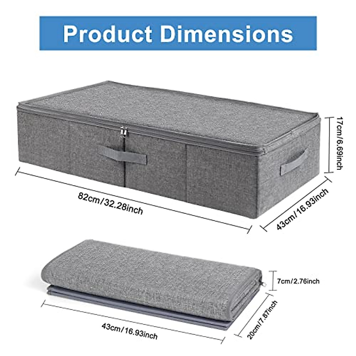 diyome Under Bed Storage Containers, Foldable Closet Organizers and Storage with Reinforced Handles, Storage Bins for Organizing Clothes, Shoes, Blankets, Pillows, Toys