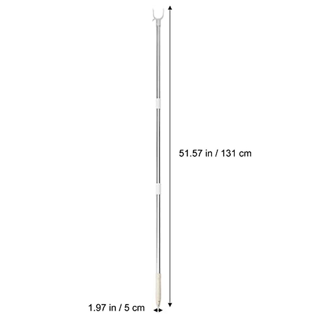 DOITOOL Clothesline Long Reach Pole Aluminium Alloy Closet Reacher Pole with Hook Adjustable Clothes Rod Clothesline Fork, High Reach Garment Hook Sturdy Clothesline Pole Curtain Pull Rod