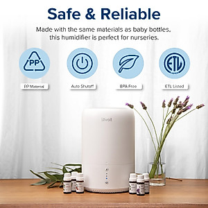 LEVOIT Humidifiers for Baby Bedroom Top Fill Cool Mist for Kids Nursery, Plants with Essential Oil, Built-in Smart Sensor Provides Consistent Humidity, Ultra Quiet Operation, 1.8L, White