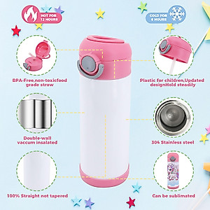 ZREGGUR 24pack Mixed coloer 12oz sublimation tumbler kids sippy cup blank stainless steel thermos kids water bottle for school toddler cups spill proof with straw and lid