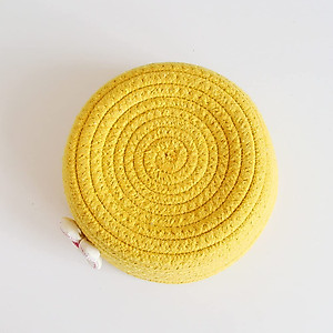 Ochine Cotton Rope Basket Woven Basket Flower Small Rope Basket Decorative Mini Storage Bins Round Little Organizer Nursery Hamper for Desk Dog Cat Toy Kids Baby Girls Gifts