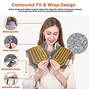 Weighted Heating Pad - Pads for Neck and Shoulders,Large Electric Heated Neck Shoulder,for Back/Waist/Abdomen Pain Relief,6 Heat Settings,Washable,26"×35"