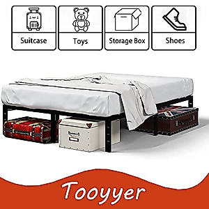 Tooyyer Queen Size Bed Frame 18inch High Heavy Duty Metal Platform 2500 lbs Steel Slat Mattress Support Bed Frames No Box Spring Needed Non-Slip Noise Free Queen Frame