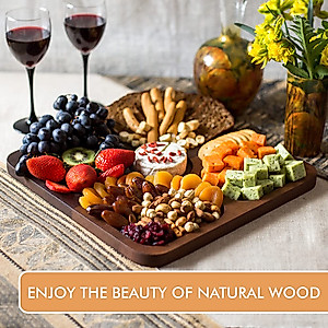 CG Home Heat-Treated Wooden Beech Large Cheese Board, Large Charcuterie Board Platter Unique Housewarming & Bridal Shower Gift Serving Solid Tray Sturdy & Durable