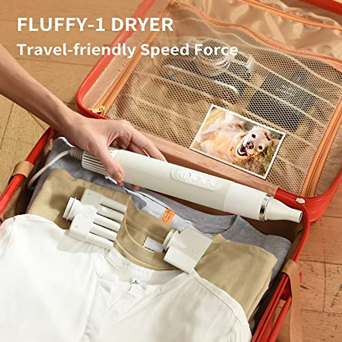 uahpet Pet Dryer for Dog, Portable Handheld Pet Grooming Hair Dryer Less Noise Dog Blow Dryer with NTC Smart Temperature Control High Velocity Pet Force Dryer for Household Travel Camping