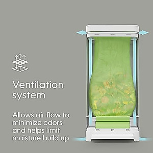 Compost Genie Kitchen Compost Bin, White Stainless-Steel Large, 3.6 Gallon, Indoor Odorless Composting, Hands-Free, Washable Parts, Includes 8 Tear-Off Compostable Bags and 4 Carbon Filters