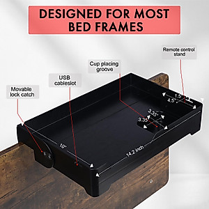 YONGJIA Foldable Bedside Shelf, bunk Bed Tray for top bunk, College, Dorm, Bedroom, Kids bunk Bed, Foldable nightstand for Book, iPhone, Kindle, Water Cup (Black)