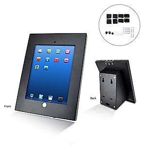 Pyle Anti-Theft Tablet Security Case Holder - Metal Heavy Duty Multi Mount Tablet Kiosk, Mounts on Wall, Table, Desk w/ Landscape/Portrait Mounting, Designed for iPad 2, 3, 4, Air Tablets - PSPADLKW5