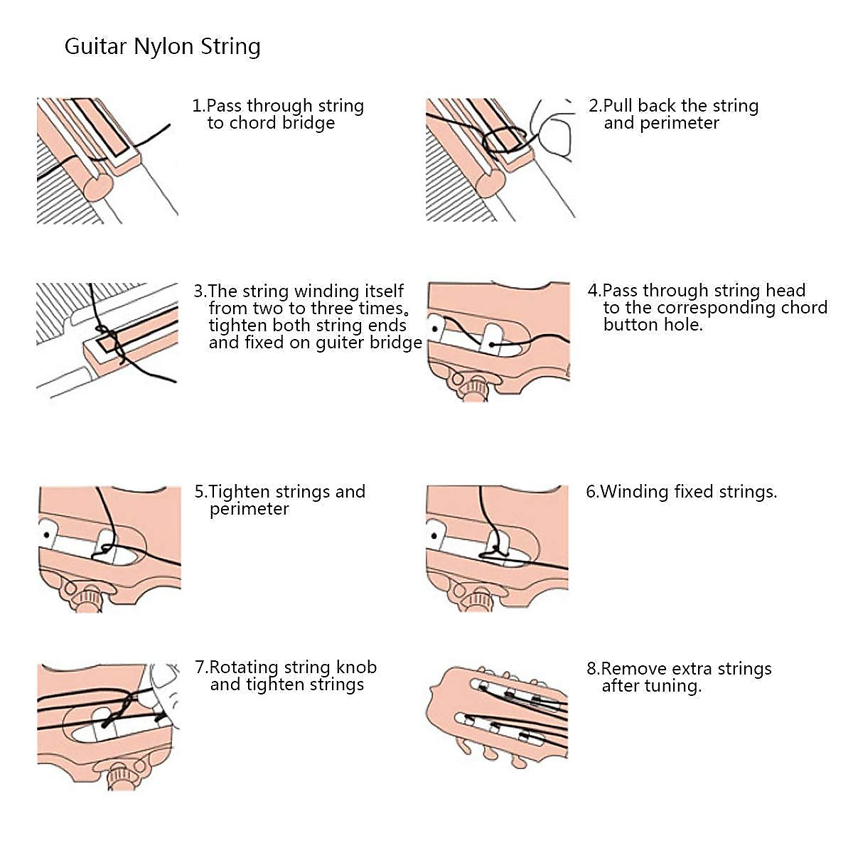 Clear Nylon Classical Guitar Strings 2 full sets with 1pc 3 in 1 Guitar Restringing Tool Including Guitar String Winder Guitar String Cutter Guitar Pin Puller