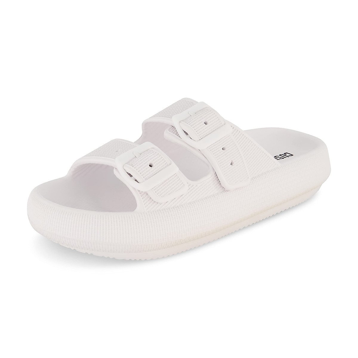 CUSHIONAIRE Women's Fame recovery cloud slide sandals with +Comfort, White 8