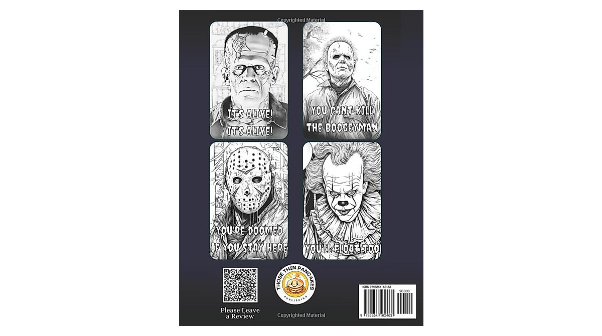 Horror Movie Quotes Adult Coloring Book for Creatives