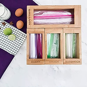 ANLIZY Ziplock Bag Storage Organizer - Plastic Bag Organizer for Kitchen Drawer, Bamboo Baggie Organizer for Gallon, Quart, Sandwich, Snack, Compatible with Ziploc, Glad, Solimo, 365 by WFM, Hefty