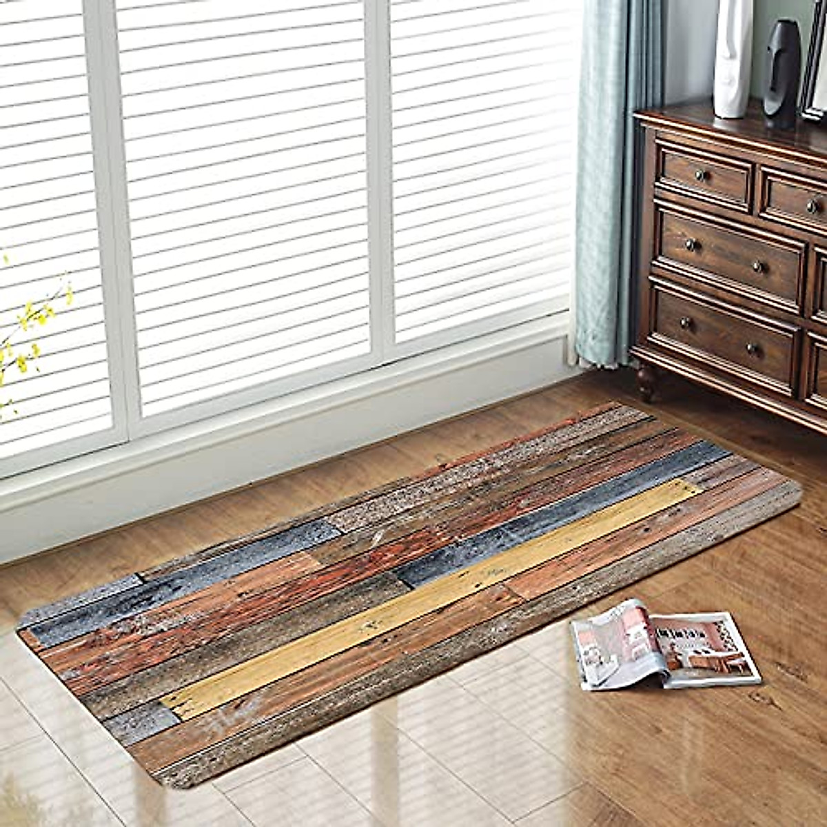 Flannel Mat Non Slip Bright 3D Print for Bedside and Living Room,Clearance MatS Absorbent Moisture Dust Forlaundry Room,Bath Rugs Sponge Foam Soft for Bathroom and KitchenRustic Old Wooden Board
