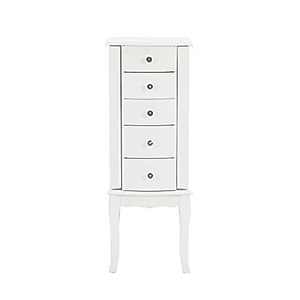 Powell Furniture Jewelry Armoire, White, 13"x 9.375"x 35.5"
