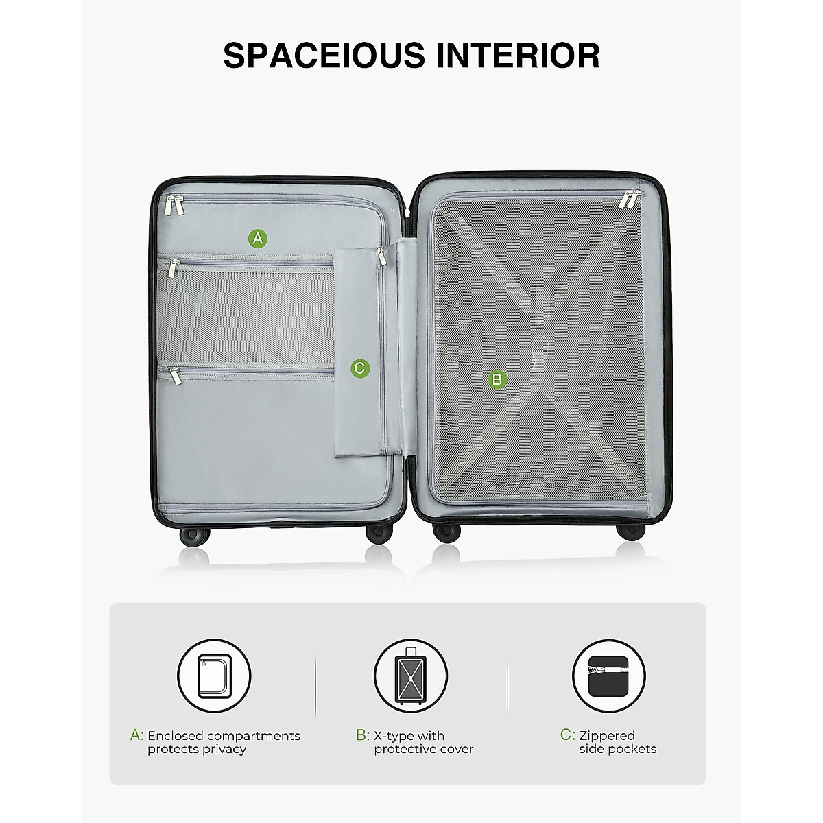 LUGGEX Expandable Carry On Luggage Sets 2 Piece - Lightweight Luggage with Spinner Wheels - Travel Suitcase with TSA Lock (Purple Suitcase)