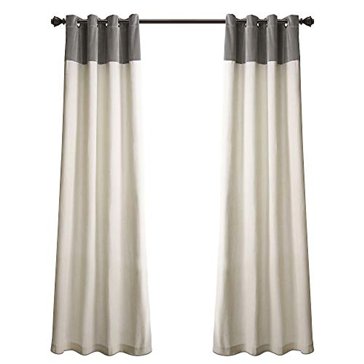 Lush Decor Milo Linen Window Curtain Panel Pair, 84" x 52", Gray & Off-White, Gray