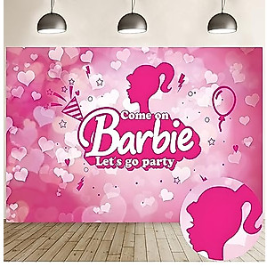 Girls Party Decoration Supplies Photography Backdrop Barbie Theme Birthday Photo Background Cake Table Decoration Banner Props Vinyl 7x5ft